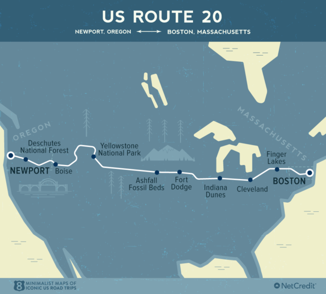 Minimalist Maps of 8 Iconic US Road Trips - NetCredit Blog